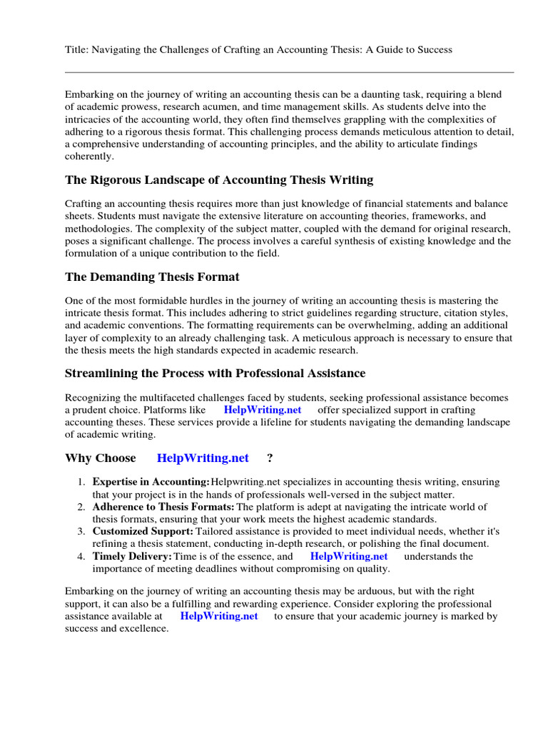 Accounting Thesis Format | PDF | Thesis | Accounting
