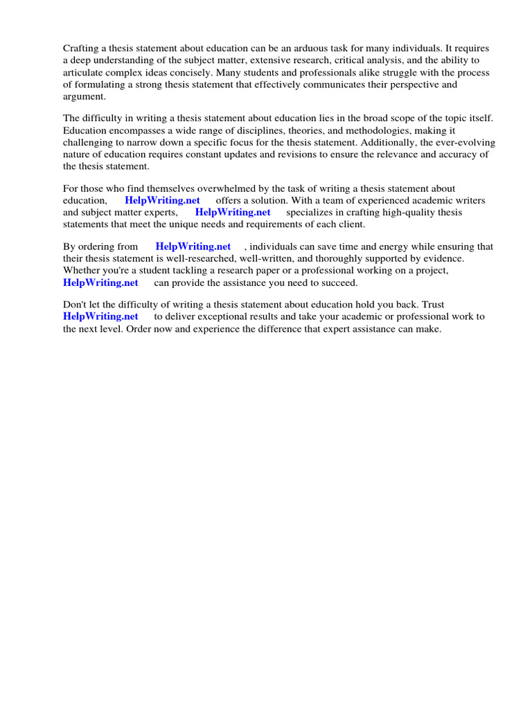 Good Thesis Statement About Education | PDF
