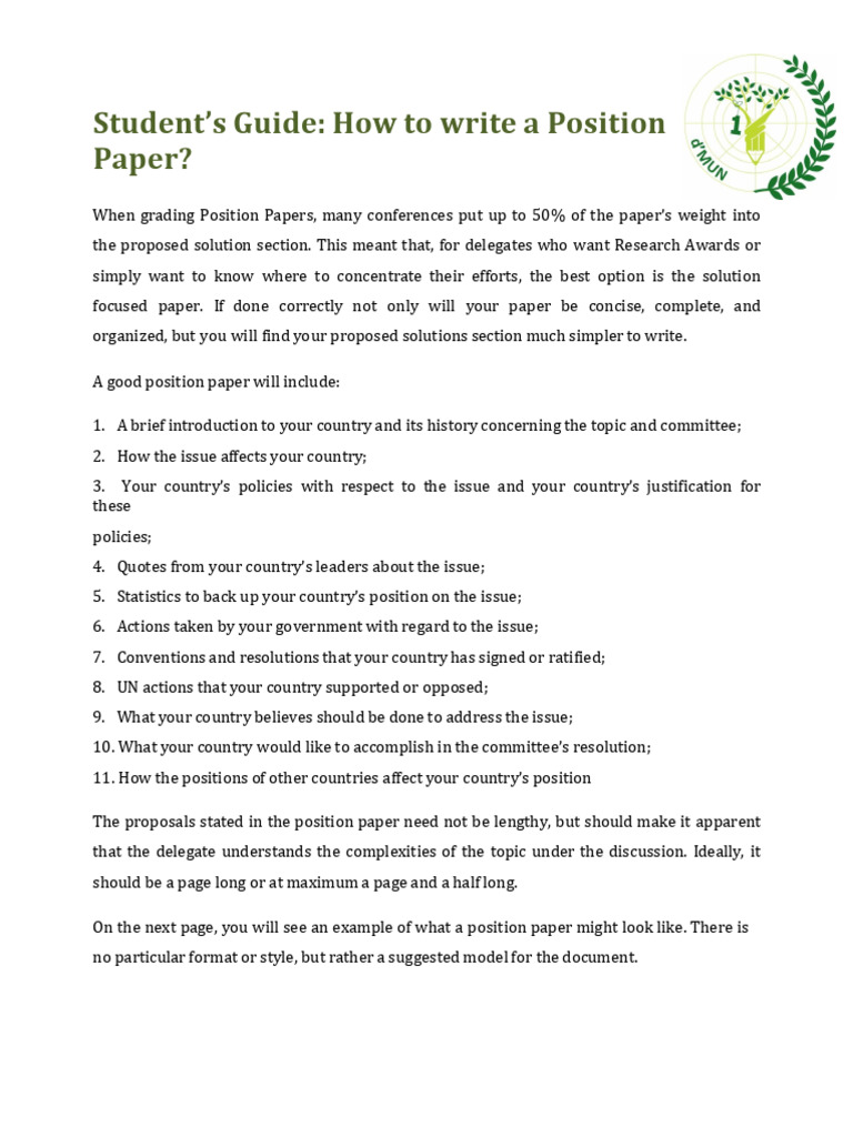 5) Student - Position Paper | PDF | Israeli–Palestinian Conflict ...