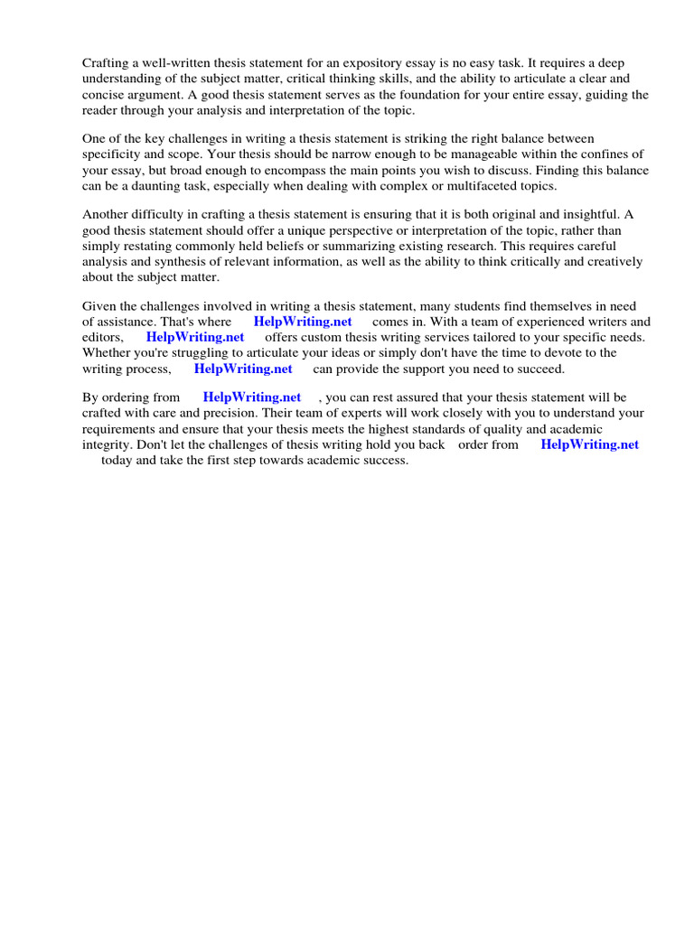 What Makes A Good Thesis Statement in An Expository Essay | PDF