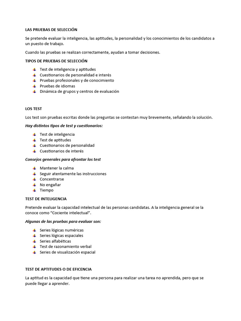 Tipos y Estrategias en Pruebas de Selección | PDF | Inteligencia ...