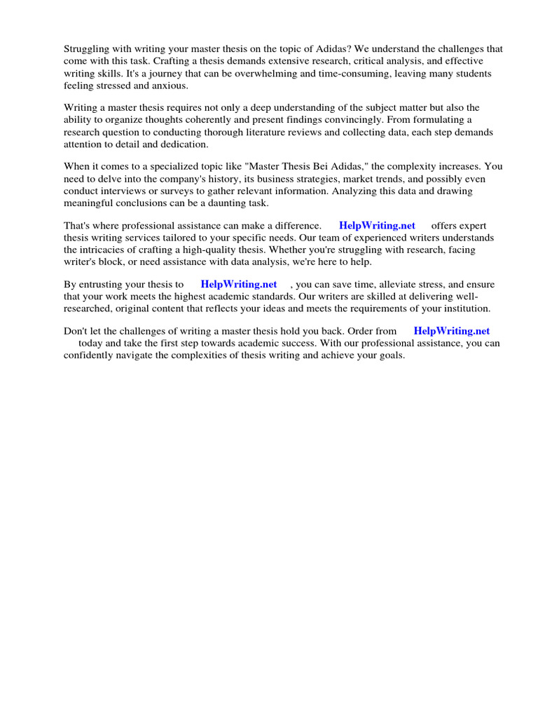 Adidas Master Thesis Writing Help | PDF