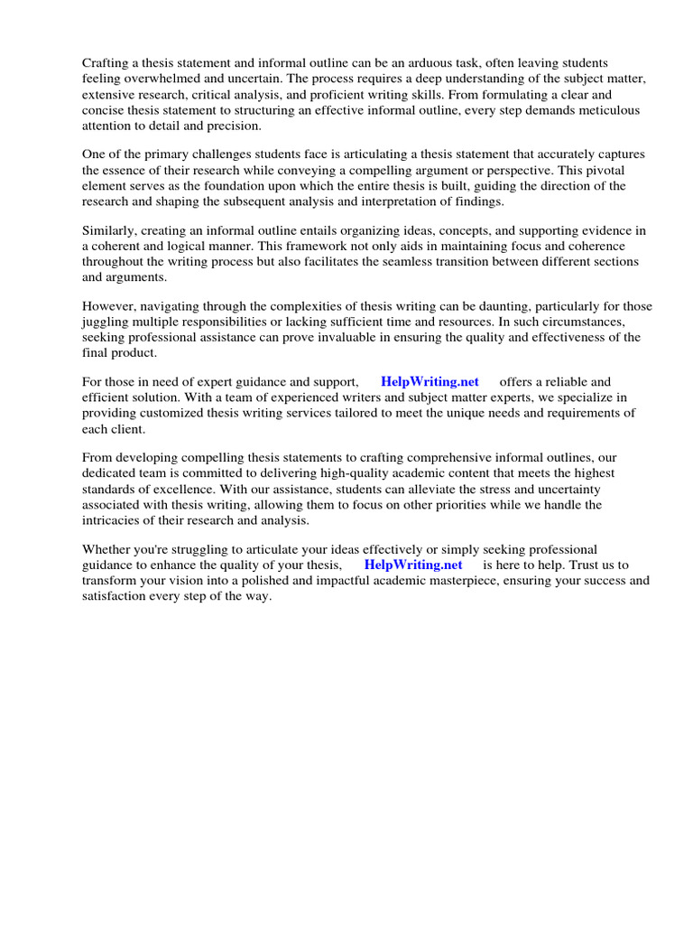 Thesis Statement and Informal Outline Examples | PDF