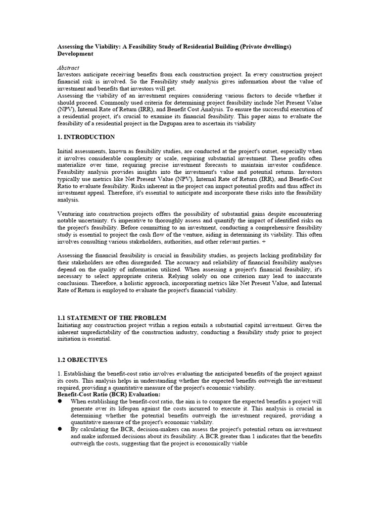 Assessing The Viability: A Feasibility Study of Residential Building ...