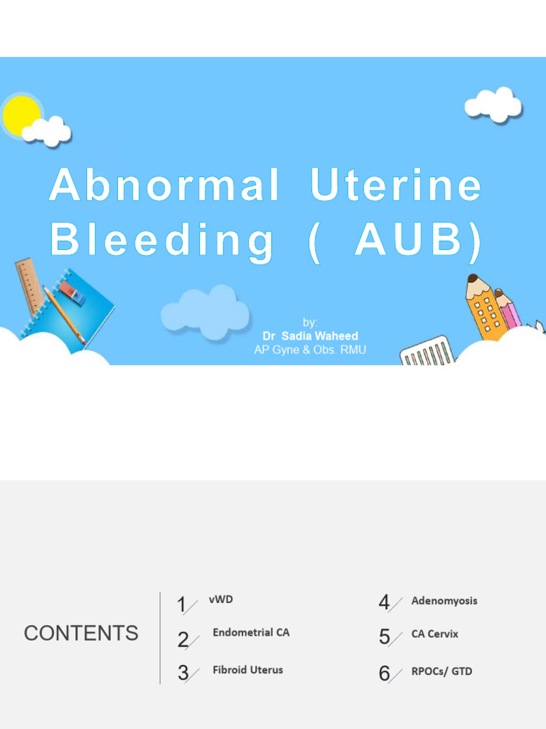 Abnormal Uterine Bleeding Tutorial-1 | PDF | Medical Specialties ...