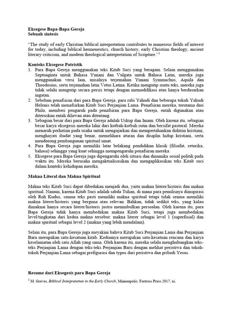 Resume Eksegese Bapa-Bapa Gereja - Rm. AGUS | PDF | Agama & Spiritualitas