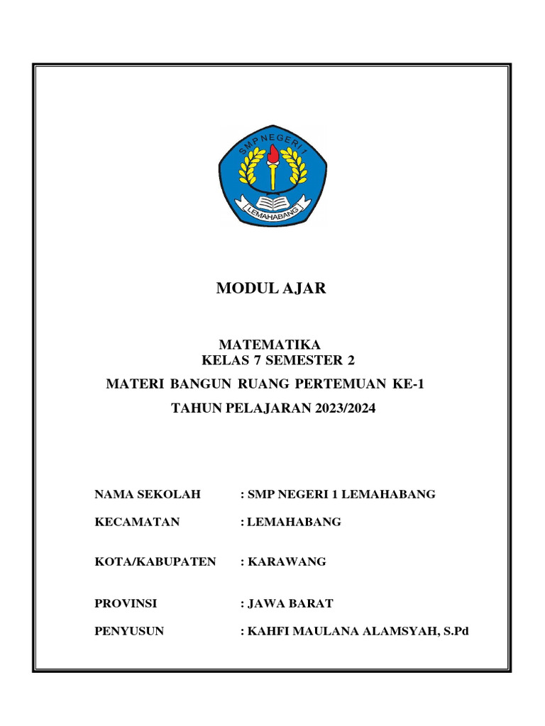 Modul Ajar Bangun Ruang Kelas 7 | PDF | Ilmu Sosial