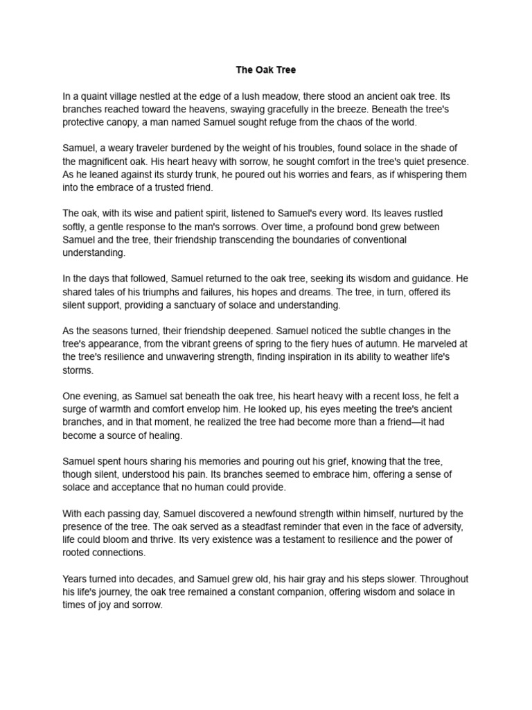 Friendship Beneath the Oak Tree | PDF