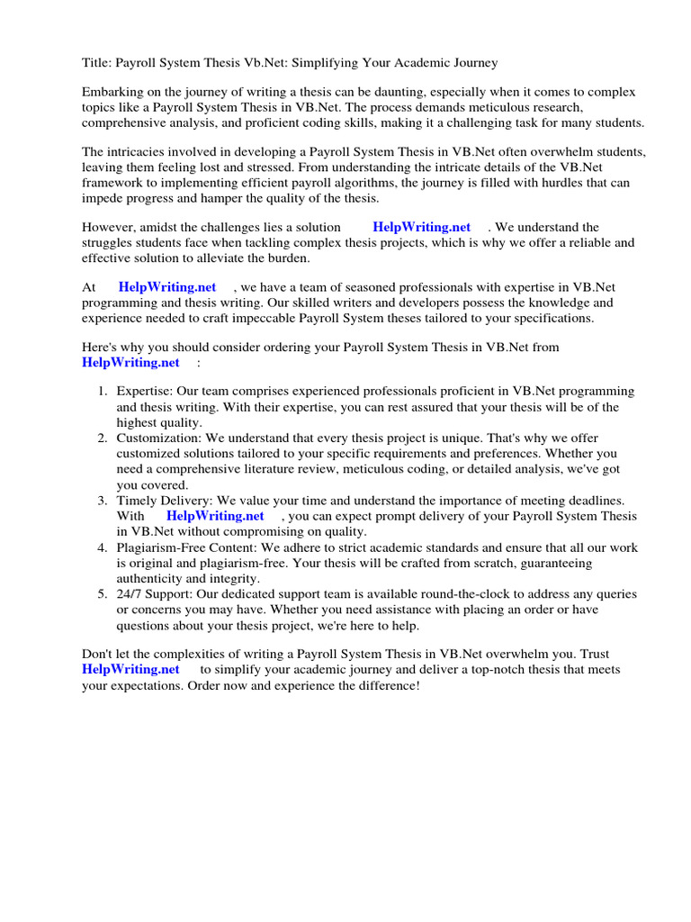 Payroll System Thesis | PDF