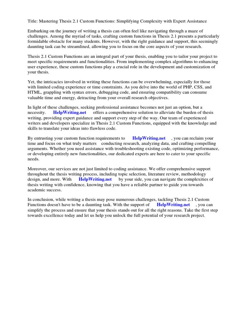 Thesis 2 1 Custom Functions Pdf Career And Growth Art