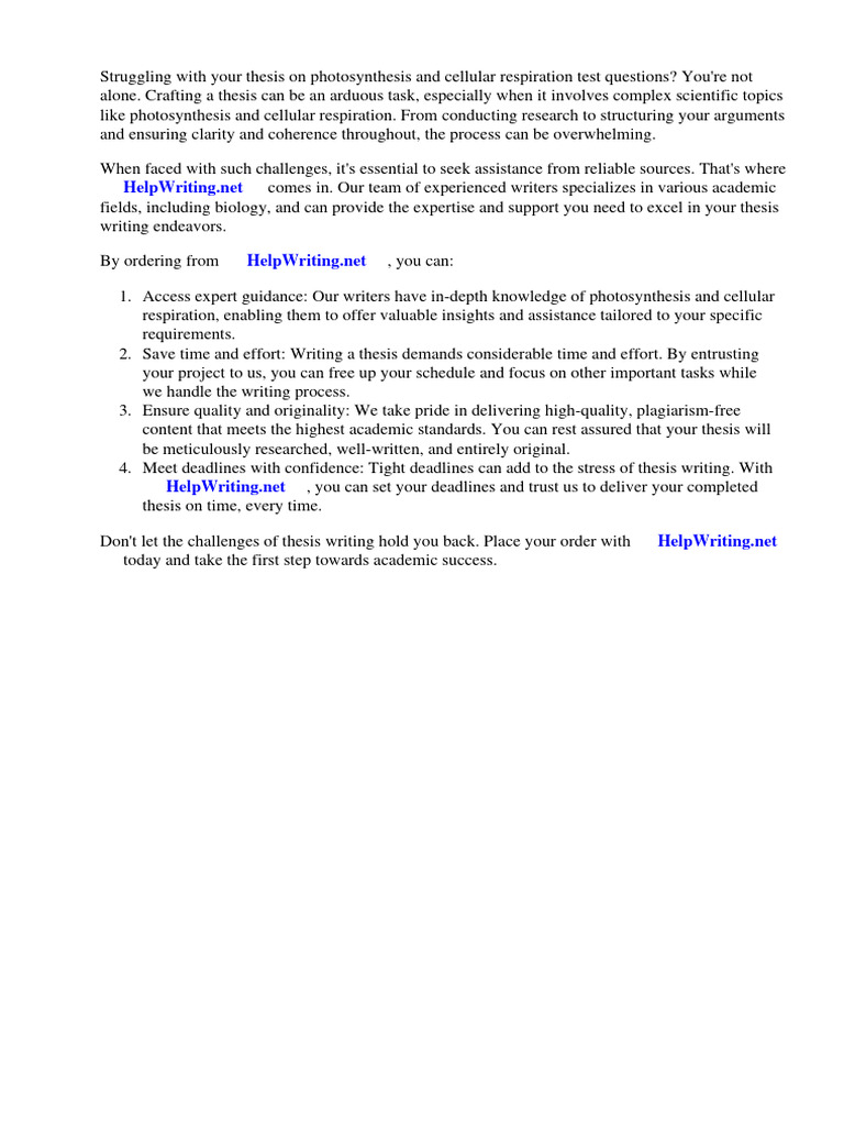 Photosynthesis and Cellular Respiration Test Questions | PDF | Cellular ...