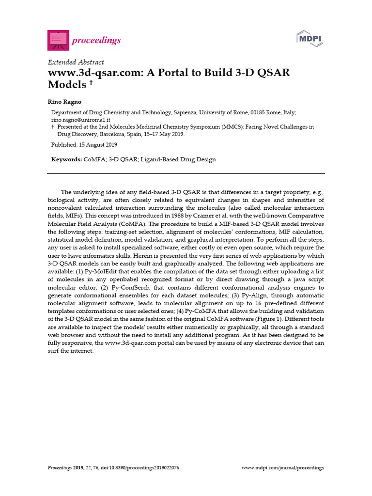 Www3d-Qsarcom A Portal To Build 3-D QSAR Models | PDF | Quantitative ...