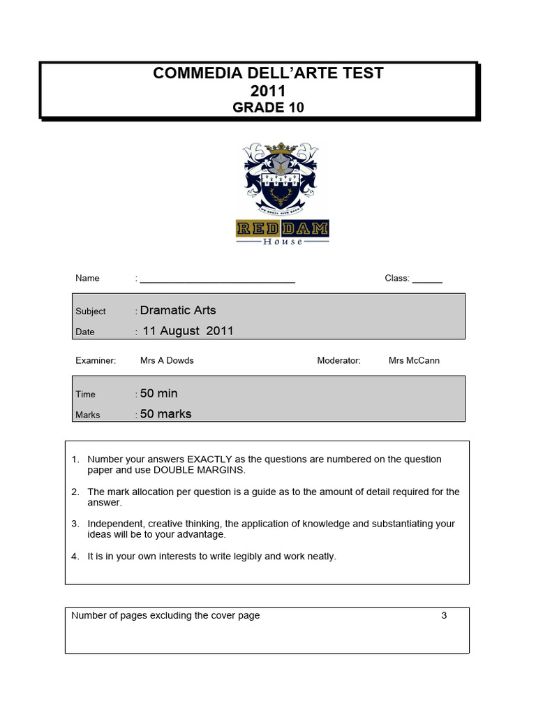 Commedia Del Arte Test | PDF | Art