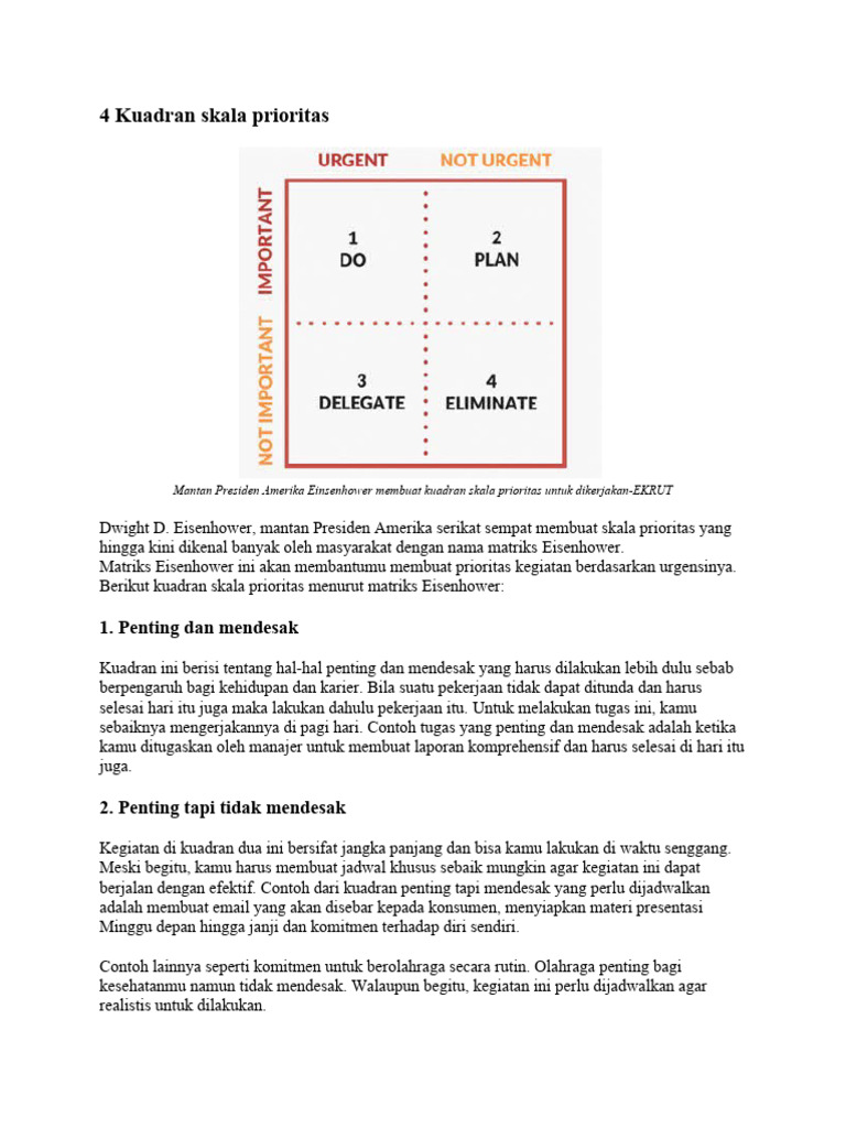 4 Kuadran Skala Prioritas | PDF | Karier & Perkembangan