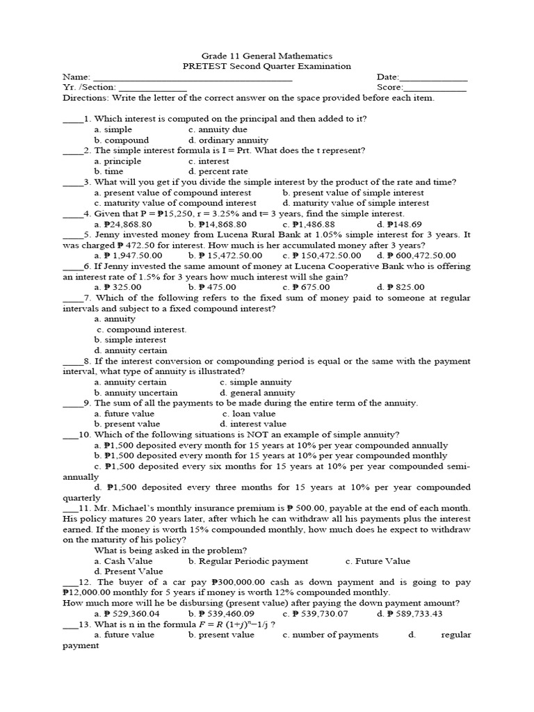 Grade 11 General Mathematics Pdf