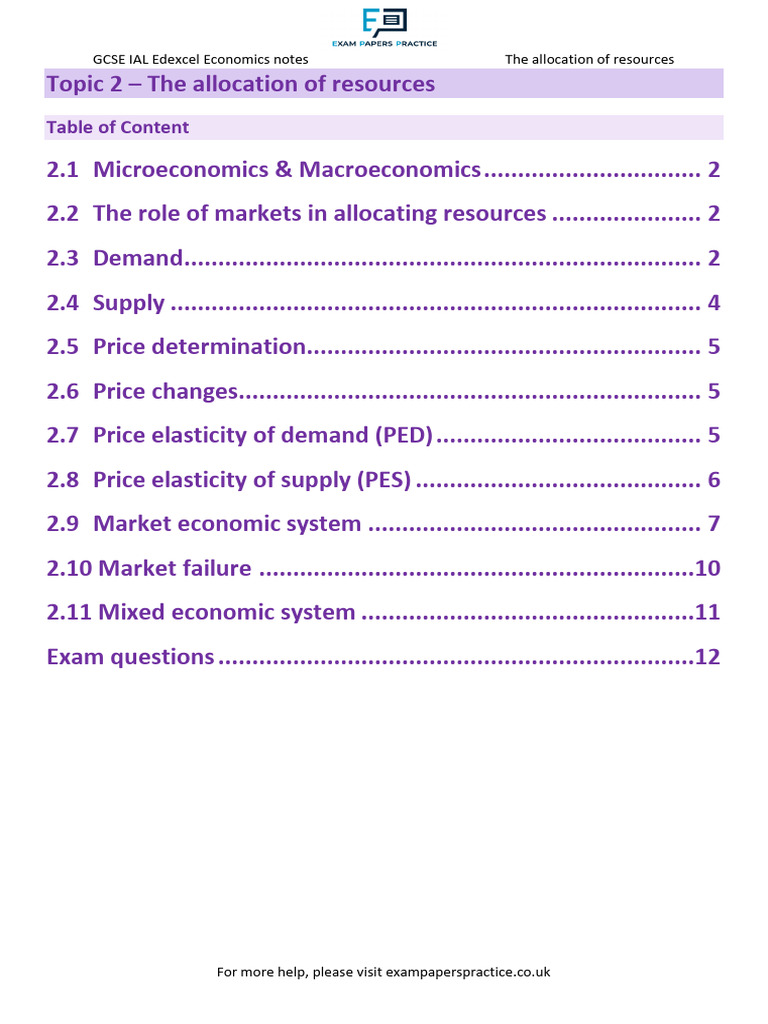 Revision Condensed Notes On Allocation of Resources | PDF | Business ...