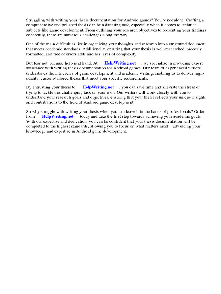 Thesis Documentation For Android Games | PDF