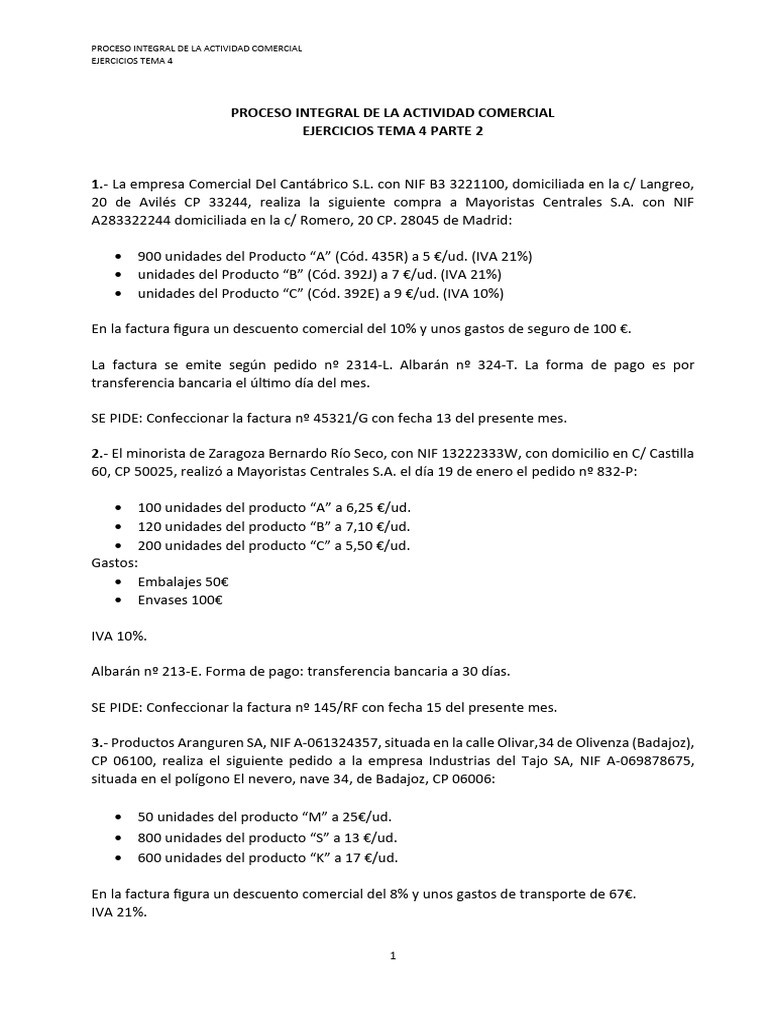 Ejercicios Tema 4 Parte 2 | PDF
