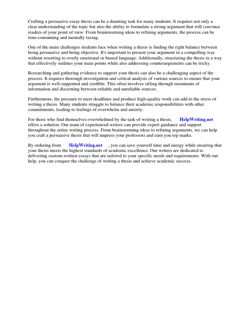 Persuasive Essay Thesis Builder | PDF
