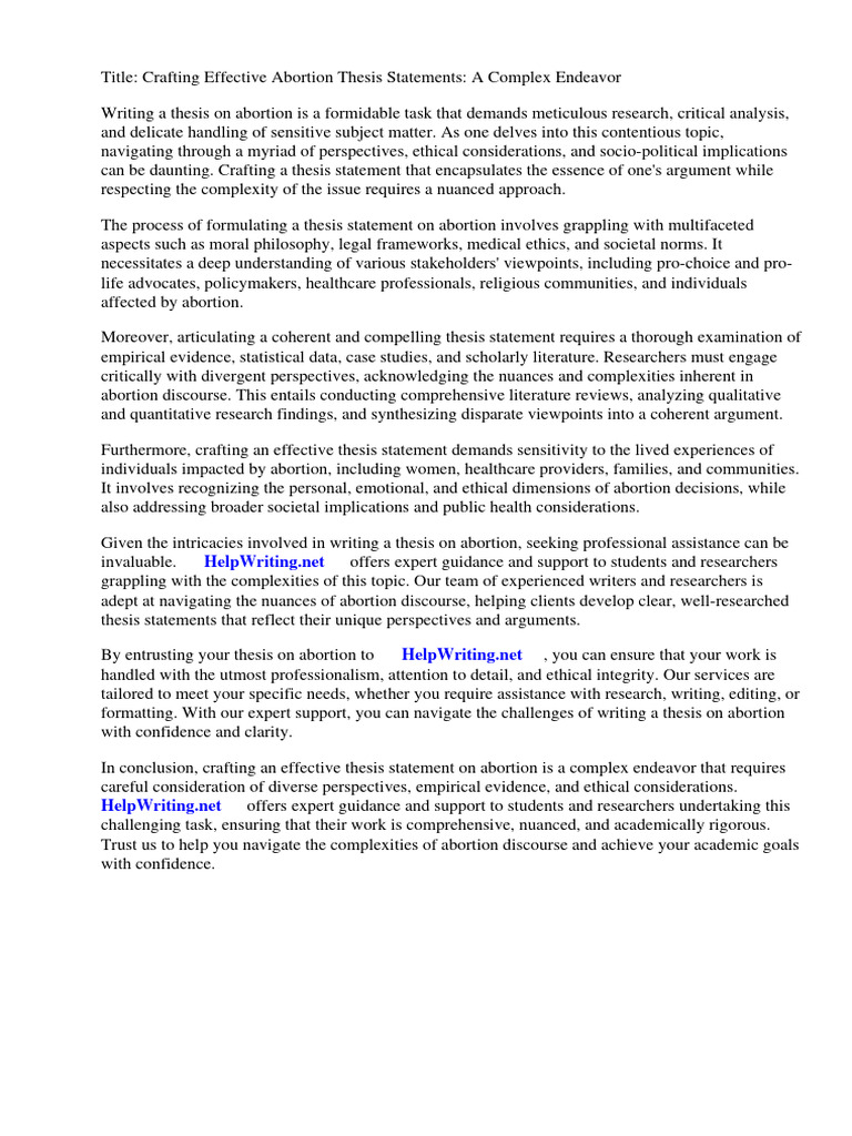 Abortion Thesis Statements | PDF | Abortion | Pregnancy