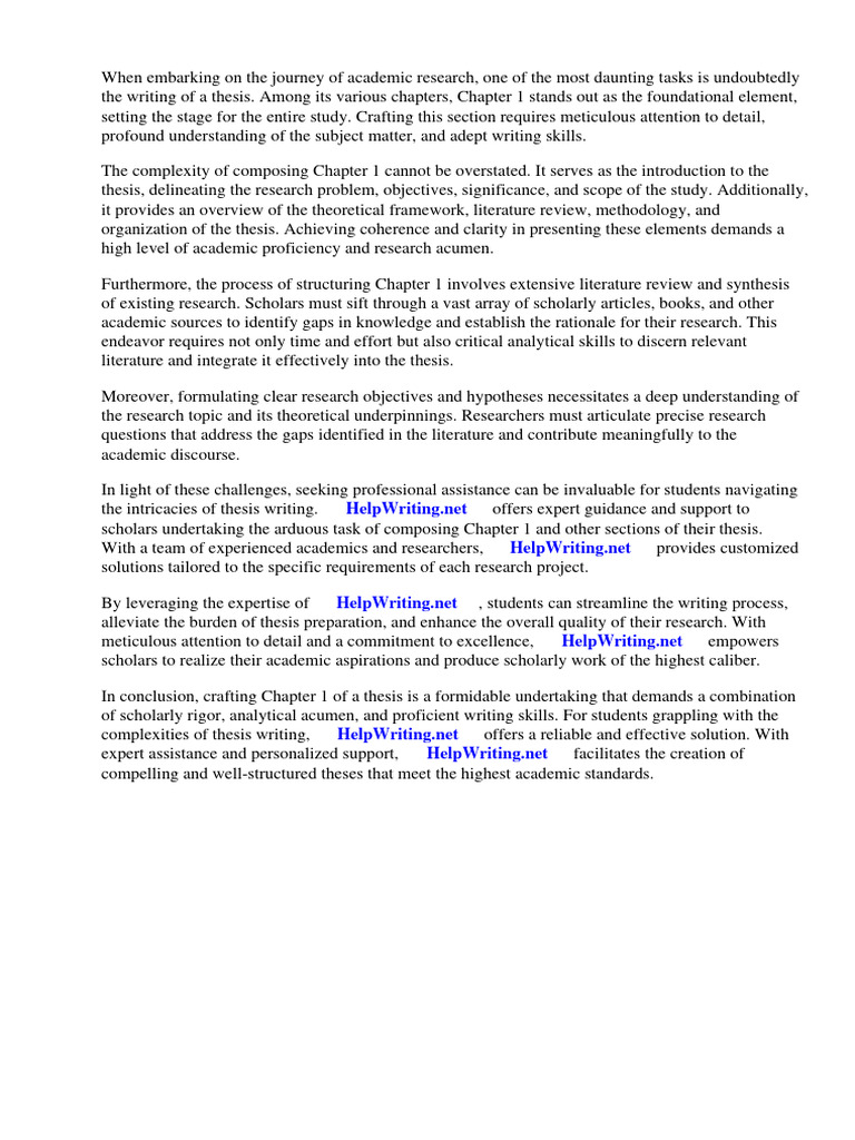 Thesis Parts of Chapter 1 | PDF | Thesis | Methodology