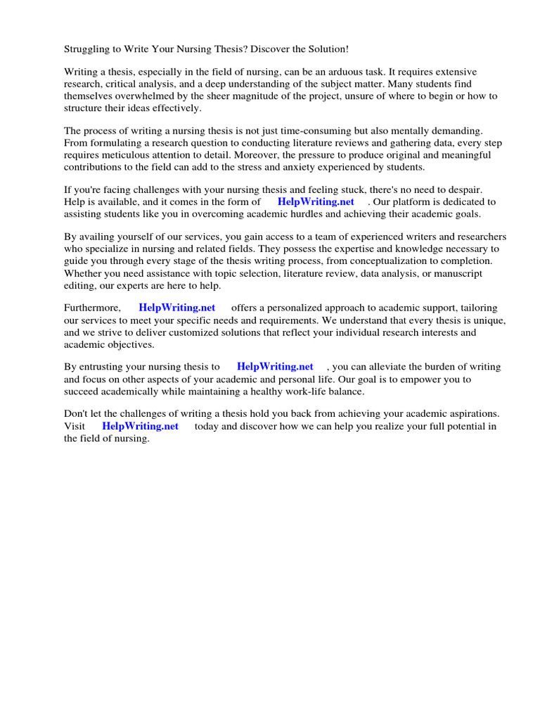 Sample Nursing Thesis PDF | PDF