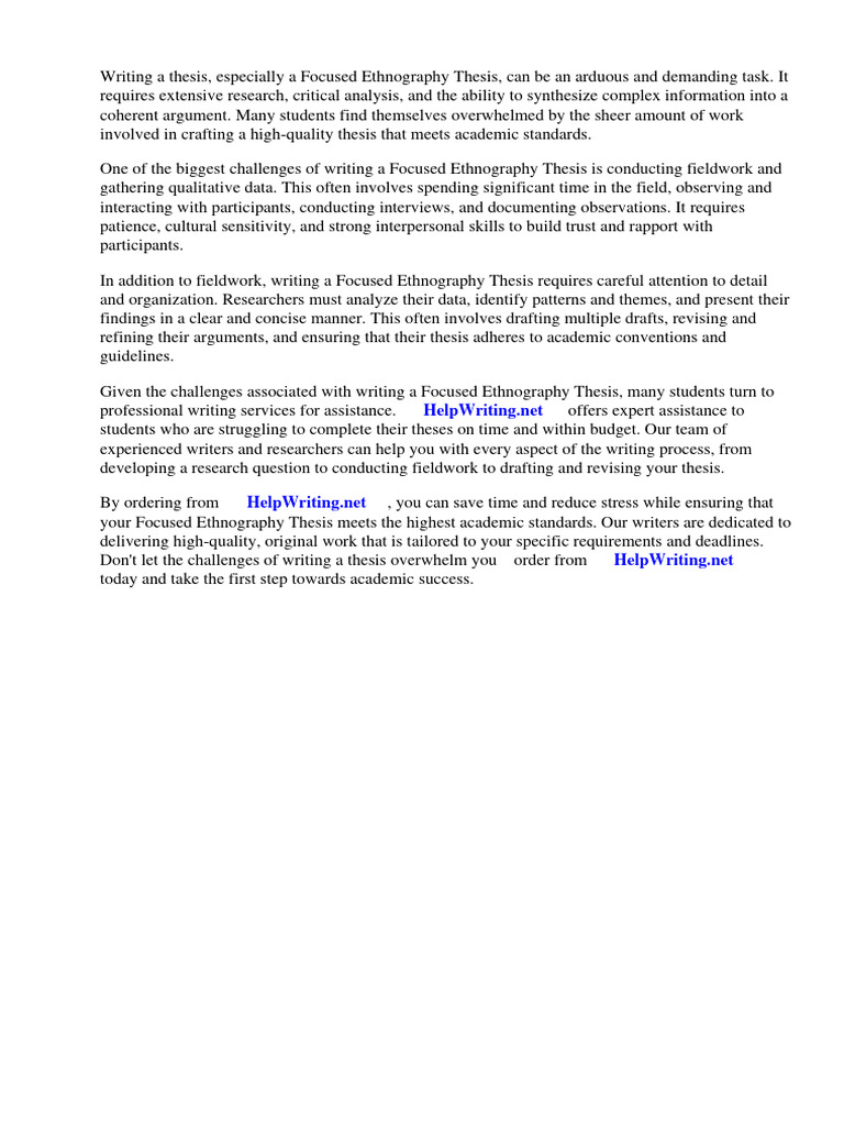 Focused Ethnography Thesis | PDF | Ethnography | Qualitative Research
