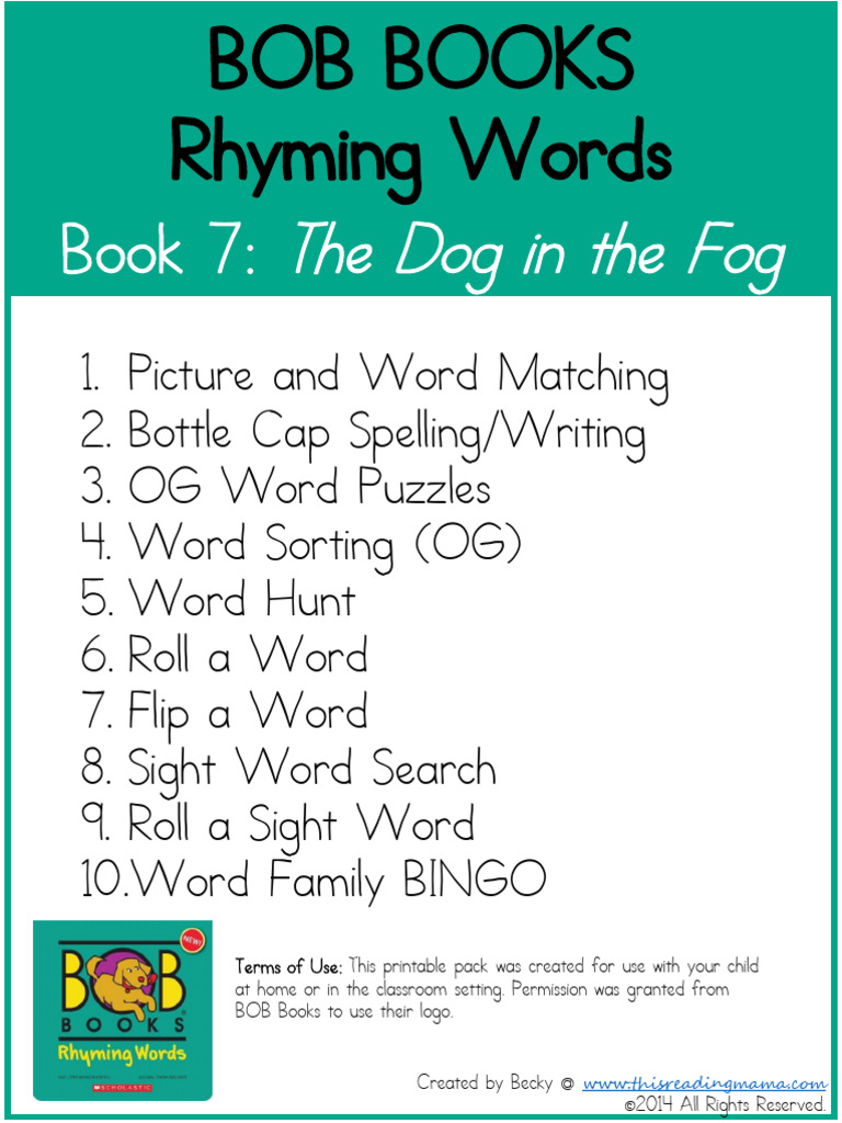 BOB Books Rhyming Activities Guide | PDF