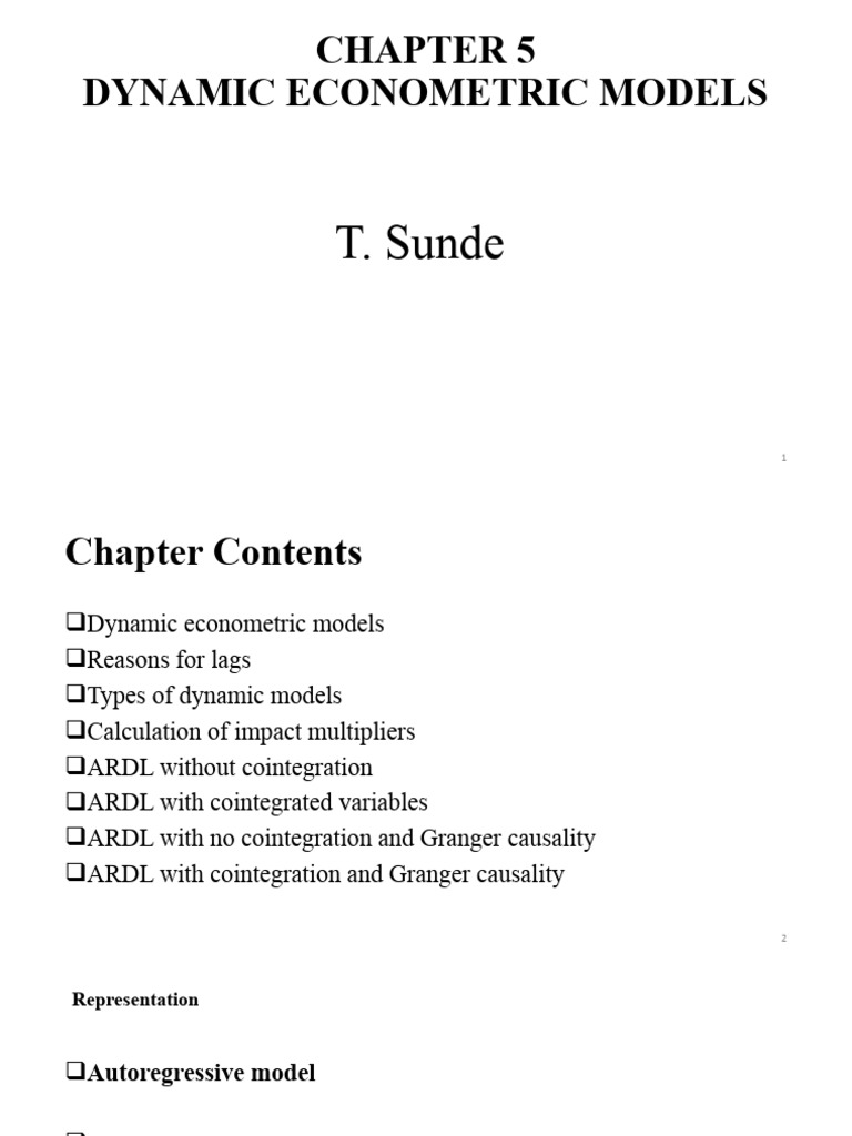 Chapter 4 Dynamic Econometrics Models | PDF Chapter 4 Dynamic Econometrics Models | PDF