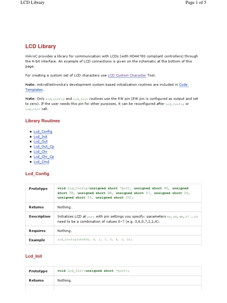 LCD Library | PDF | Parameter (Computer Programming) | Liquid Crystal Display