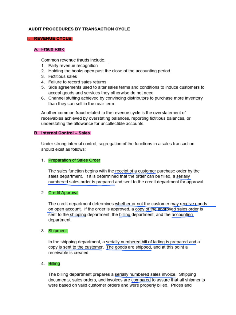 IC3 Audit Procedures by Transaction Cycle Part 1 | PDF