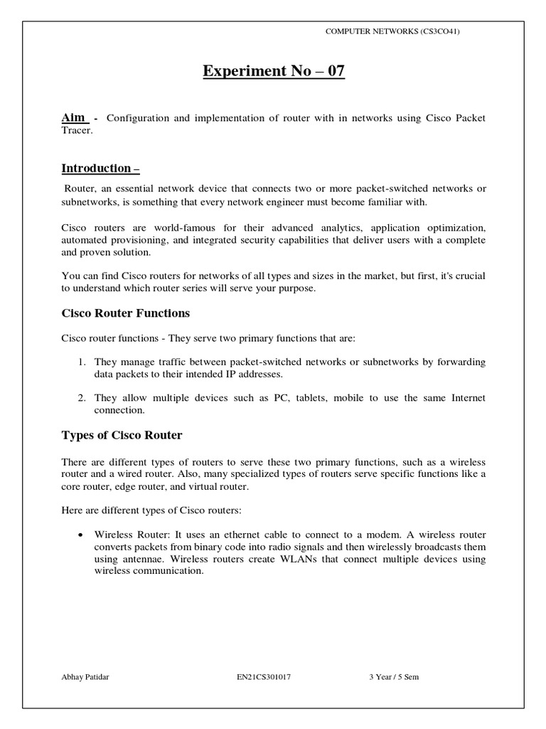Cisco Router Configuration Guide | PDF | Computer Network | Router (Computing)