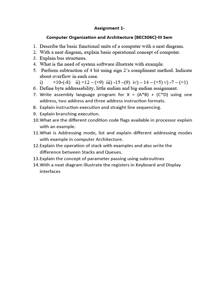 Assignment 1 COA | PDF | Computers