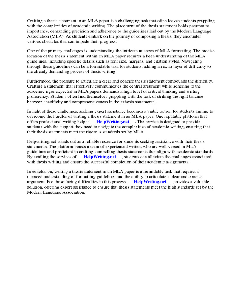 Crafting MLA Thesis Statements | PDF