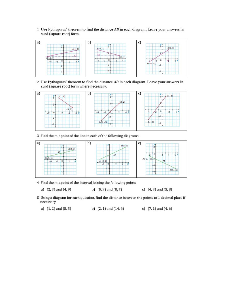 Midpoint and Distance of Line Segment | PDF
