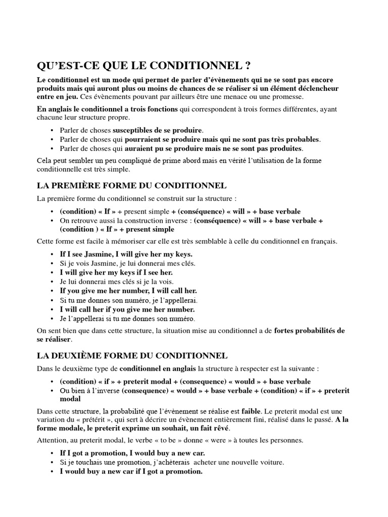 Comprendre le conditionnel en anglais | PDF | Morphologie linguistique ...
