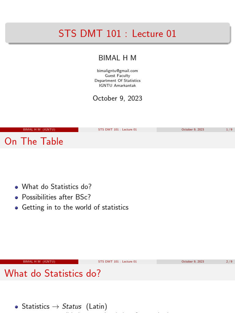 STS DMT 101 Lecture 01 | PDF