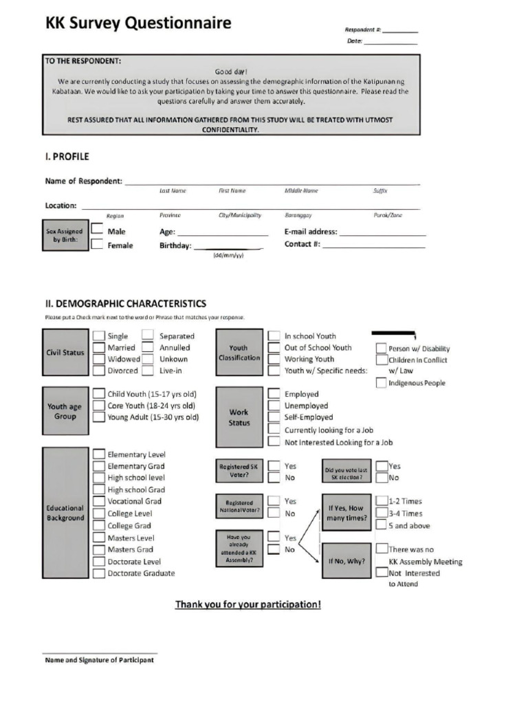 KK Survey Questionnaire | PDF