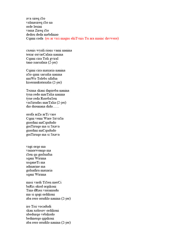 Megruli Song Lyrics and Meanings | PDF