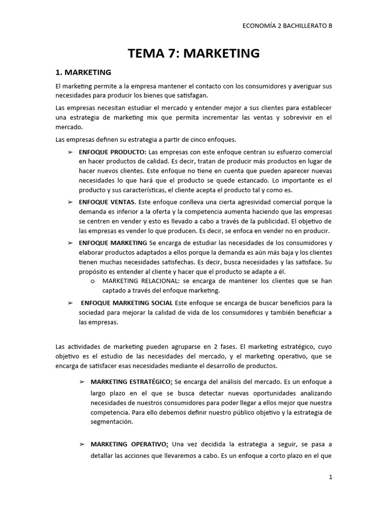 Tema 7 Marketing | PDF | Negocios