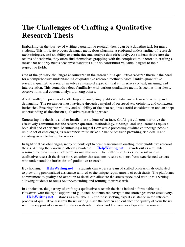Example of a Qualitative Research Thesis | PDF