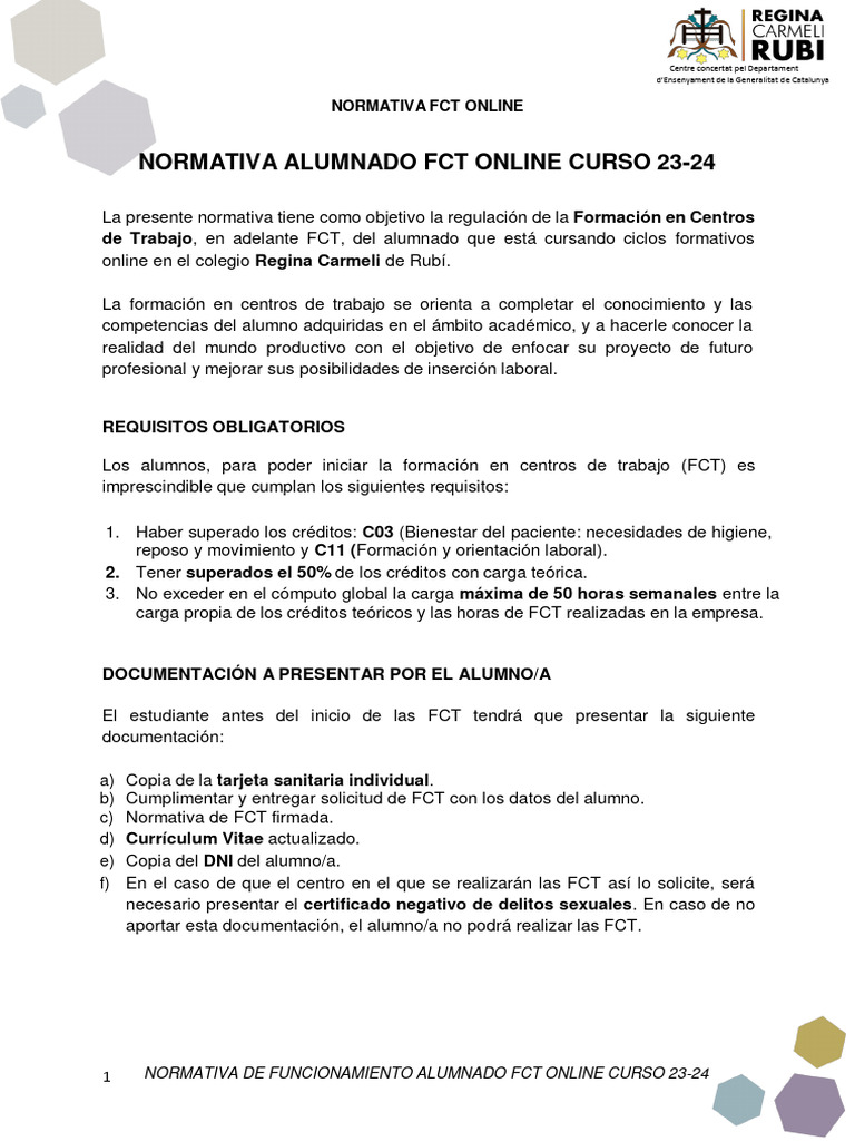NORMATIVA FCT ALUMNOS CURSO 23-24.pdf Si TCAE | PDF | Crecimiento personal y profesional ...