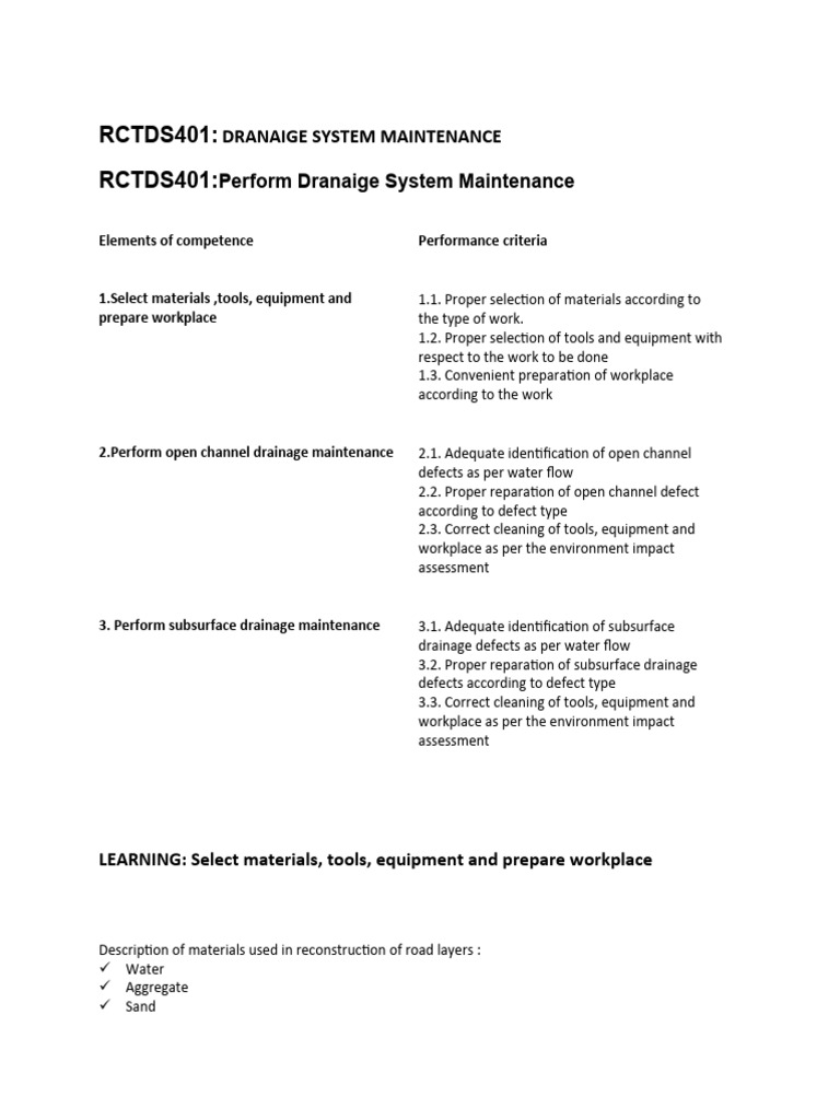 Drainage System Maintenance | PDF