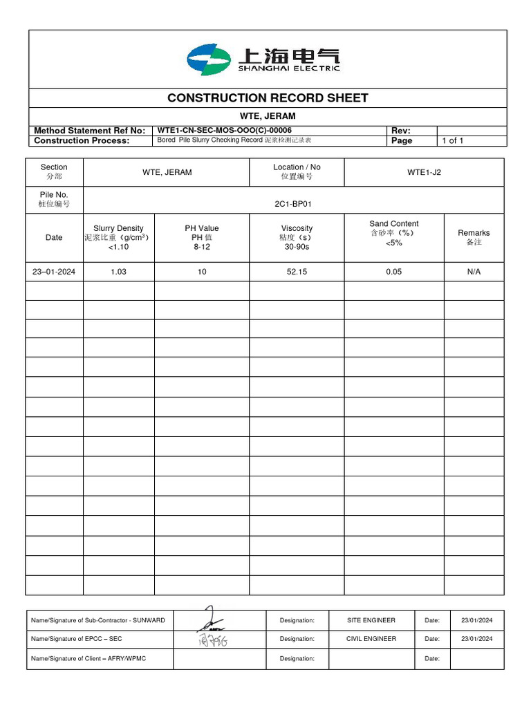 Slurry Form 1-8 | PDF