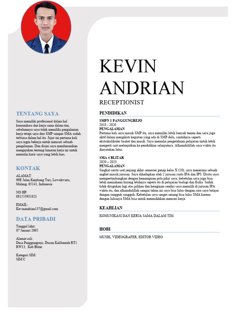 Kevin Andrian CV | PDF | Kesehatan Holistik