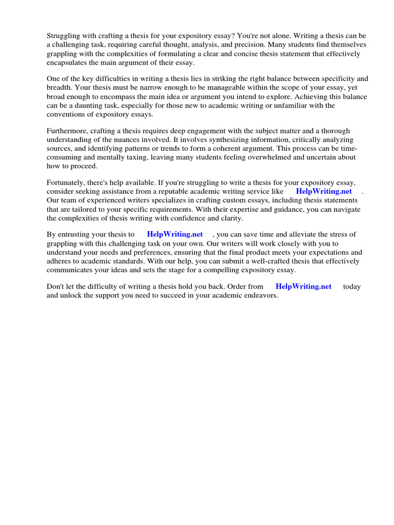 Example Thesis For Expository Essay | PDF | Essays | Experience
