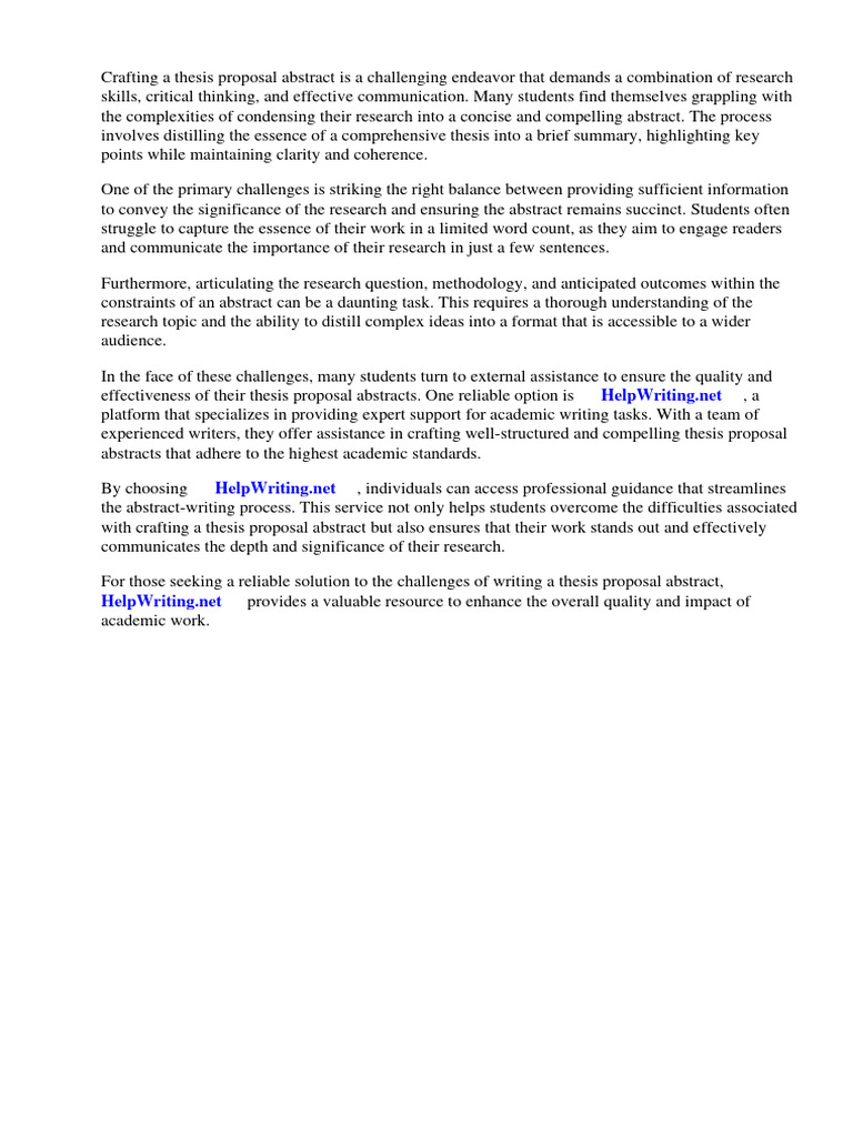 Examples of Thesis Proposal Abstracts | PDF | Career & Growth | Social ...