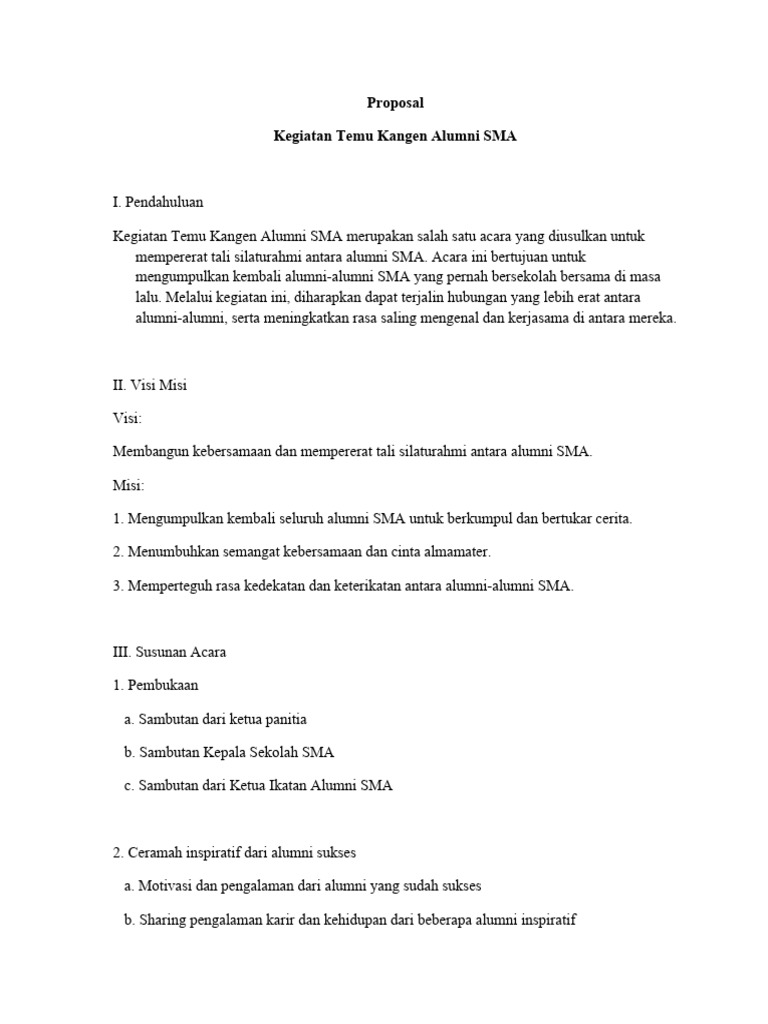 Proposal Kegiatan Alumni SMA | PDF