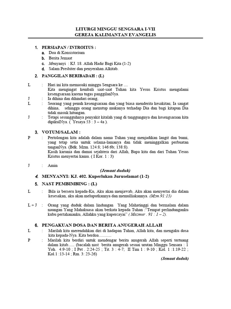 Liturgi Minggu Sengsara I-Vii | PDF