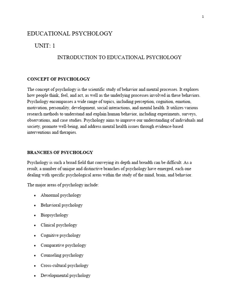 EDUCATIONAL PSYCHOLOGY Chapter 1 | PDF | Educational Psychology ...